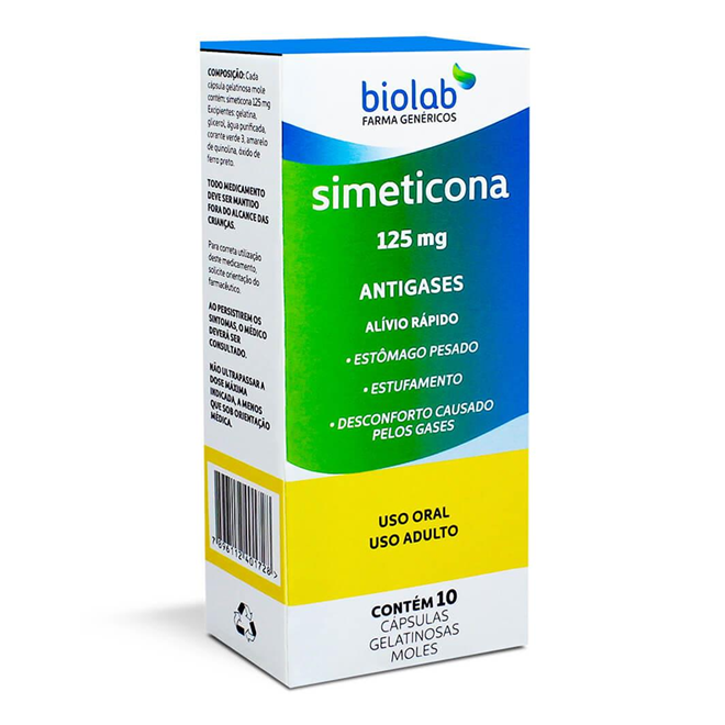 Simeticon 125mg 15 Cápsulas Gel Biolab - Alívio para Gases Intestinais ...